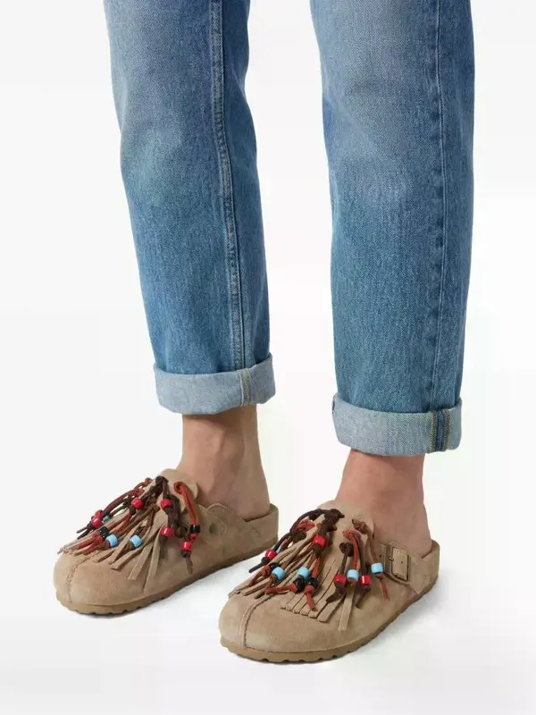 SCAROSSO Gea Bead-detail Mules - Neutrals