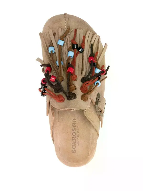 SCAROSSO Gea Bead-detail Mules - Neutrals