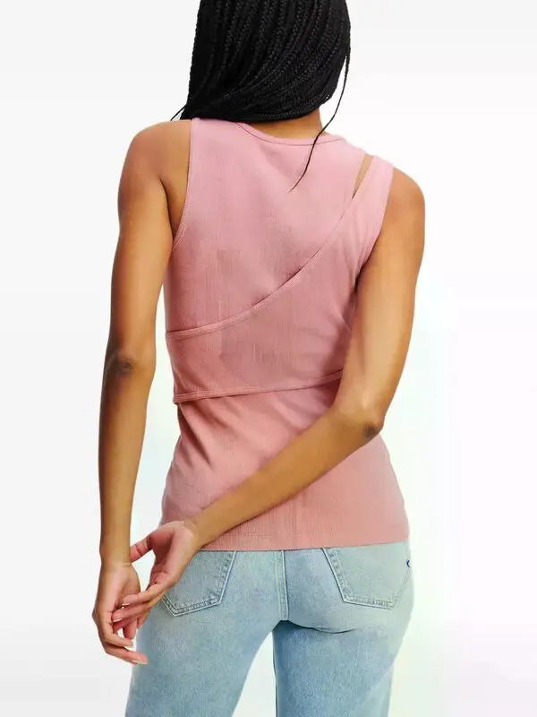 Karl Lagerfeld Sleeveless Crew Neck Top With Embroidered Logo