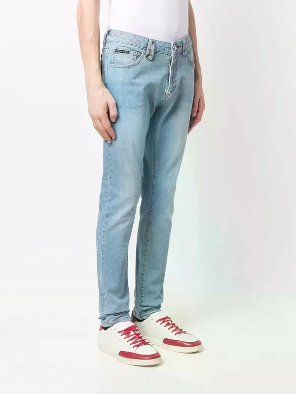 Philipp Plein Slim-fit Logo Jeans - Blue