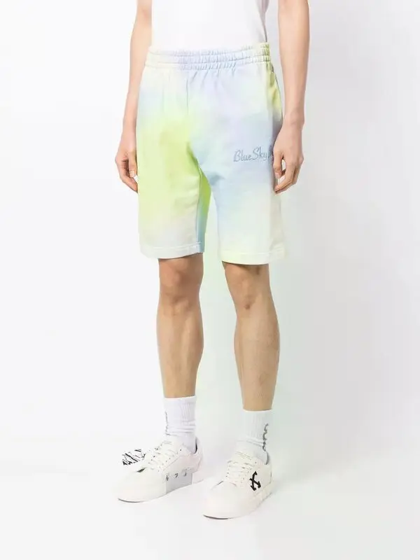 BLUE SKY INN Tie-dye Embroidered Logo Cotton Shorts