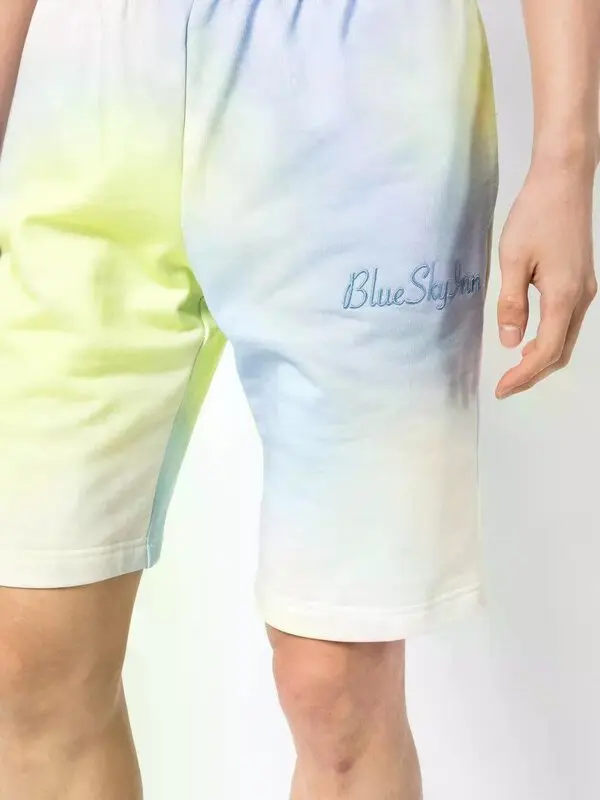 BLUE SKY INN Tie-dye Embroidered Logo Cotton Shorts