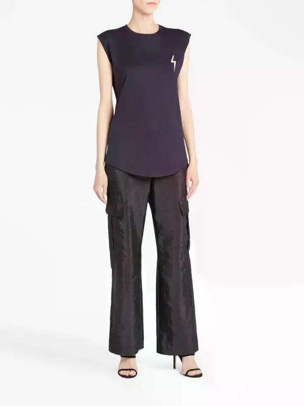 GIUSEPPE ZANOTTI Sleeveless Cotton Tank Top With Logo Embroidery - Black