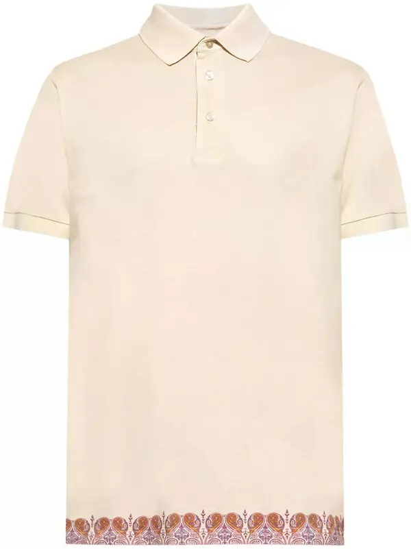Etro Paisley-trim Polo Shirt - Neutrals