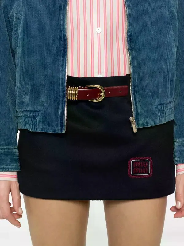Miu Miu Logo Embroidered Mini Skirt