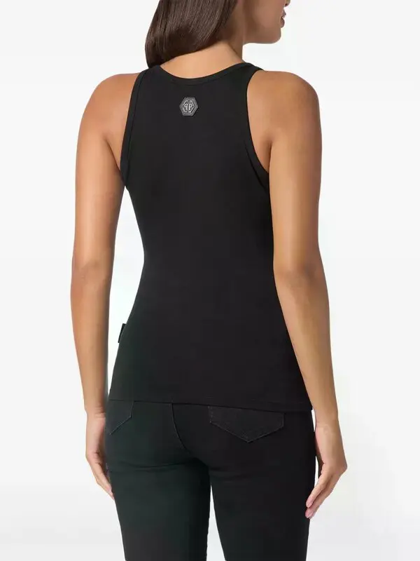 Philipp Plein Skull Embellished Ribbed Tank Top