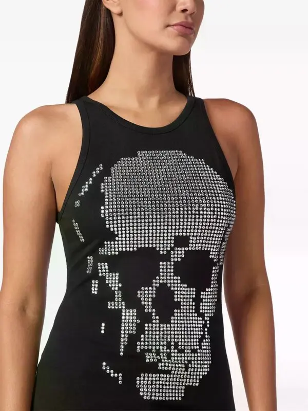 Philipp Plein Skull Embellished Ribbed Tank Top