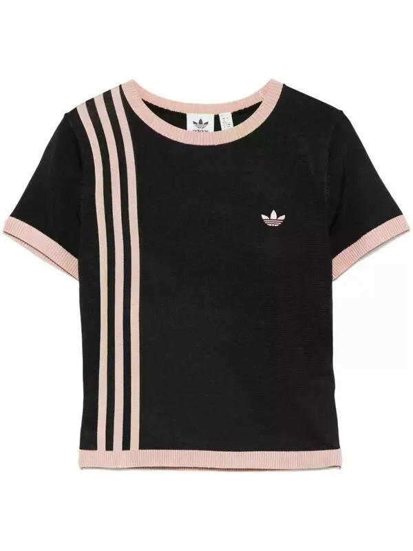 Adidas Knitted 3-stripes Cropped T-shirt - Black