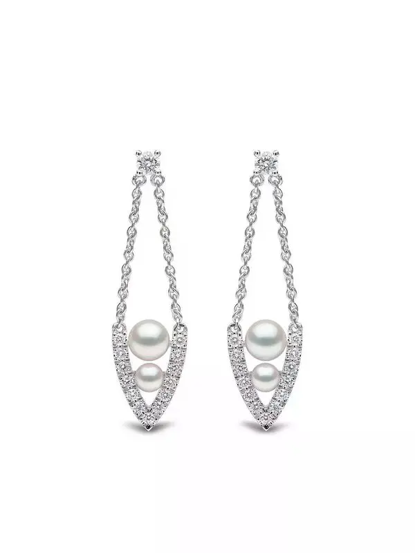 Yoko London 18kt White Gold Diamond And Akoya Pearl Drop Earrings - Silver