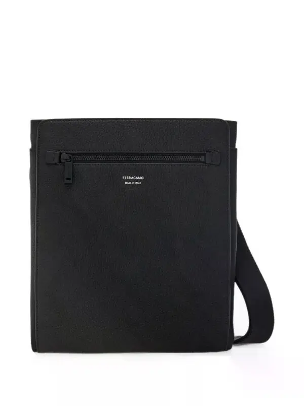 FERRAGAMO Rubberized Calf Leather Messenger Bag