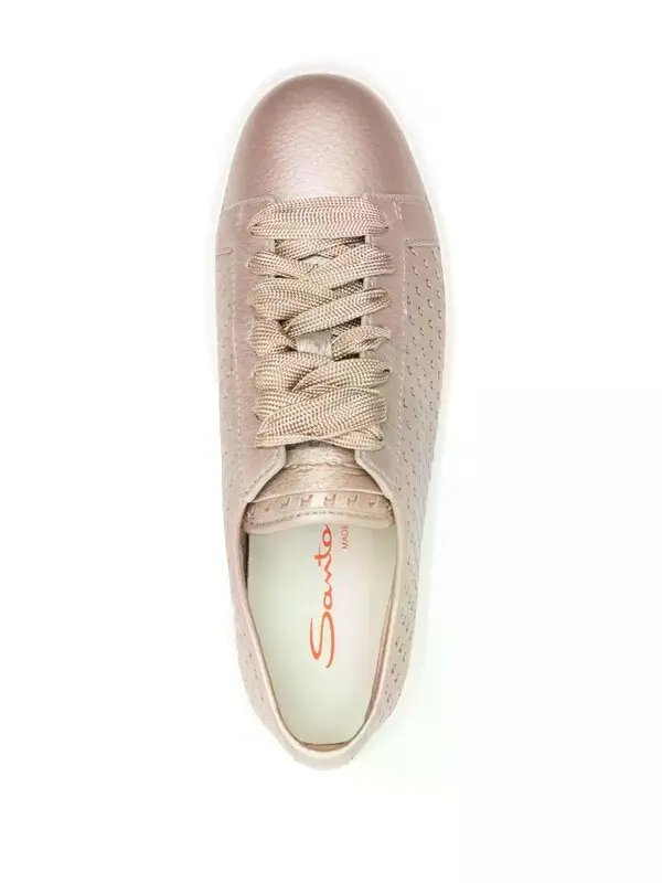 Santoni Perforated Leather Sneakers - Neutrals