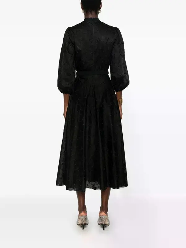 NISSA Floral Appliqué Midi Dress