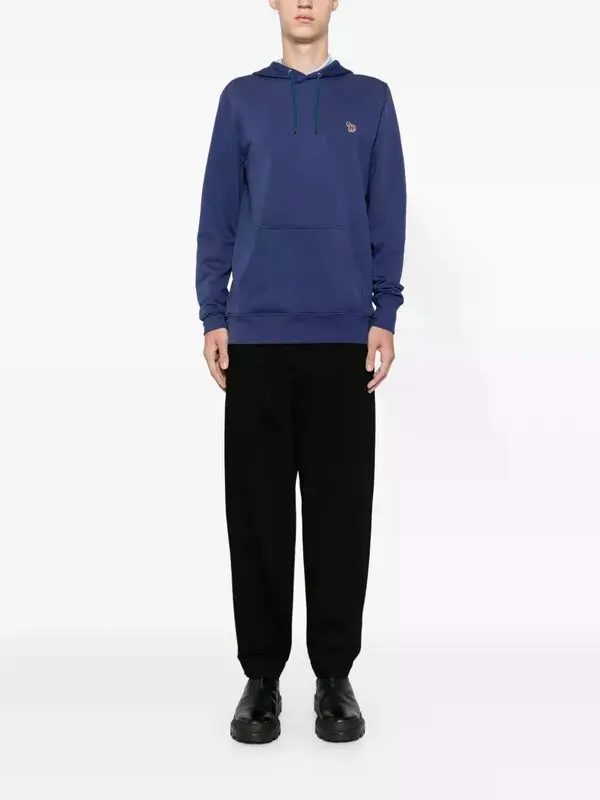 Paul Smith Zebra Logo Organic Cotton Hoodie - Blue