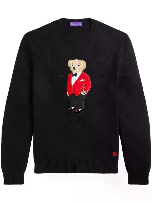 Ralph Lauren Purple Label Embroidered Polo Bear Crew Neck Jumper