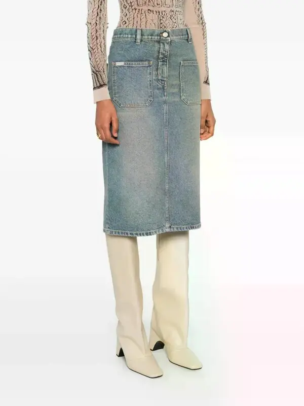COURREGES Denim Midi Skirt - Blue