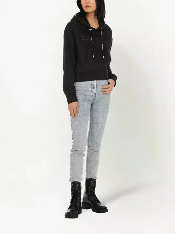 Balmain Rhinestone Embellished Cotton Hoodie