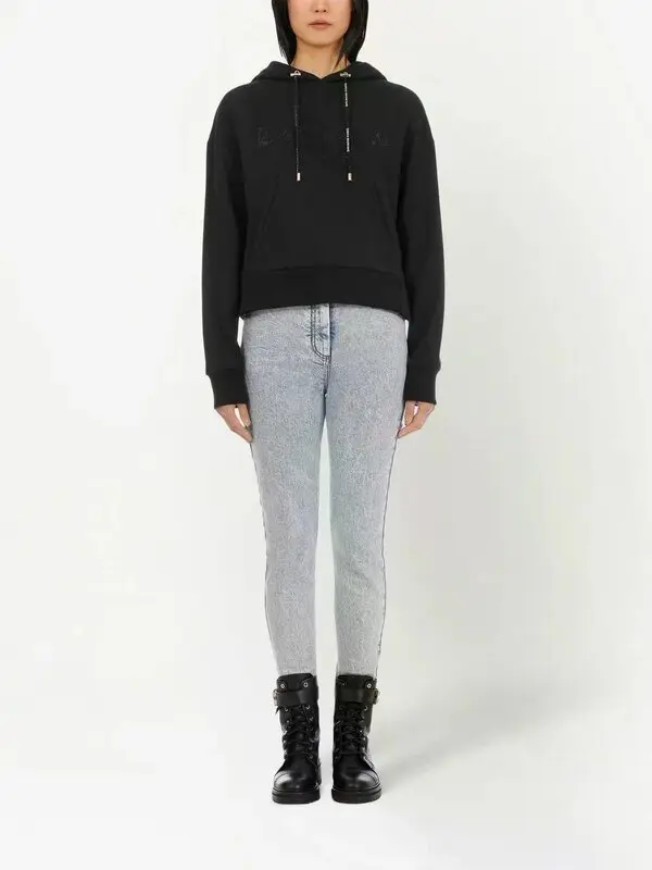 Balmain Rhinestone Embellished Cotton Hoodie