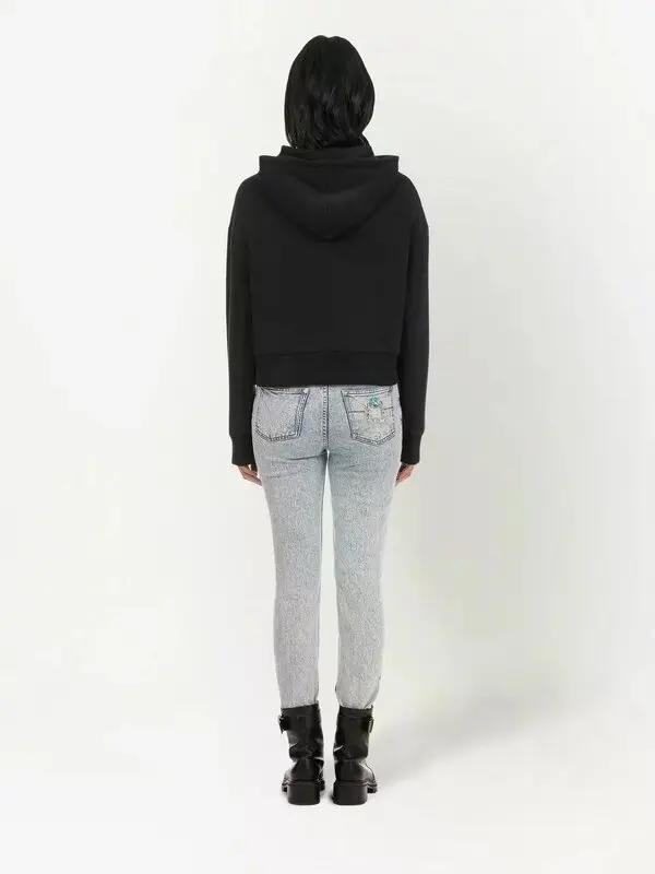 Balmain Rhinestone Embellished Cotton Hoodie