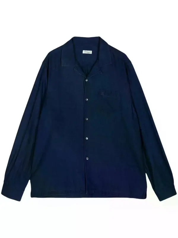 LEATHERSMITH OF LONDON Logo-embroidered Cotton Shirt - Blue