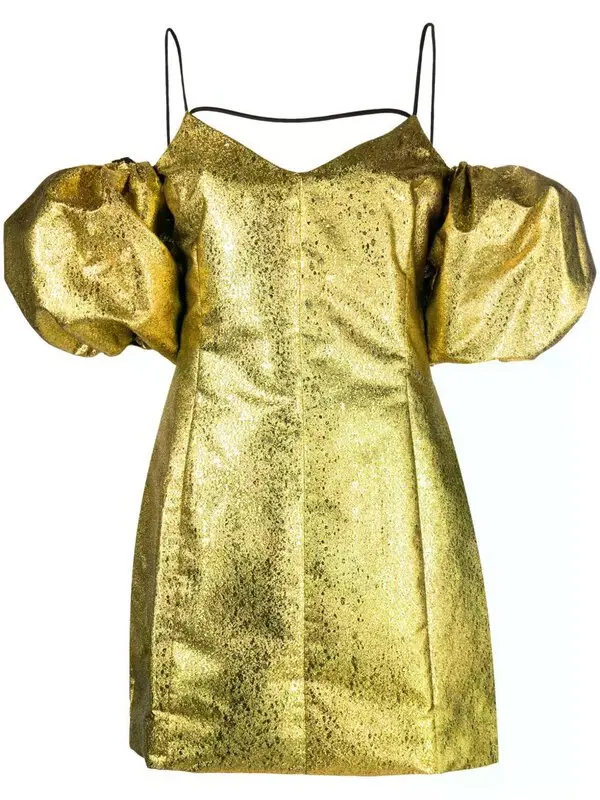 Stine Goya Brera Metallic Puff-sleeve Mini Dress - Gold
