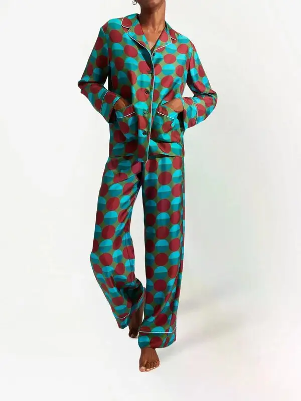 La DoubleJ Graphic-print Silk Pyjama Set