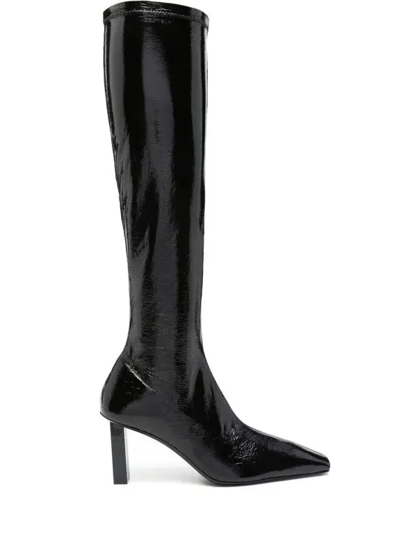 COURREGES 80mm Knee-high Leather Boots - Black