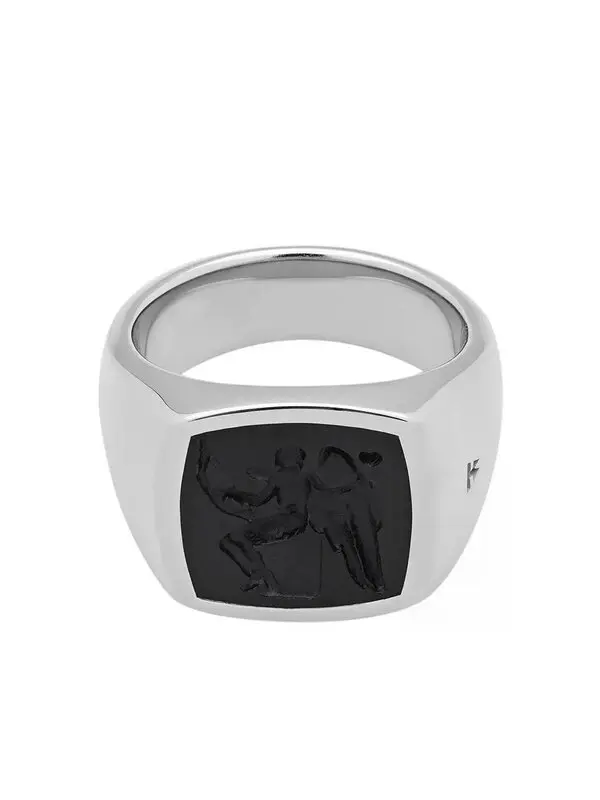 Tom Wood Cushion Eros Onyx-embellished Ring - Metallic
