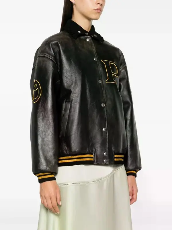 Prada Leather Bomber Jacket - Black