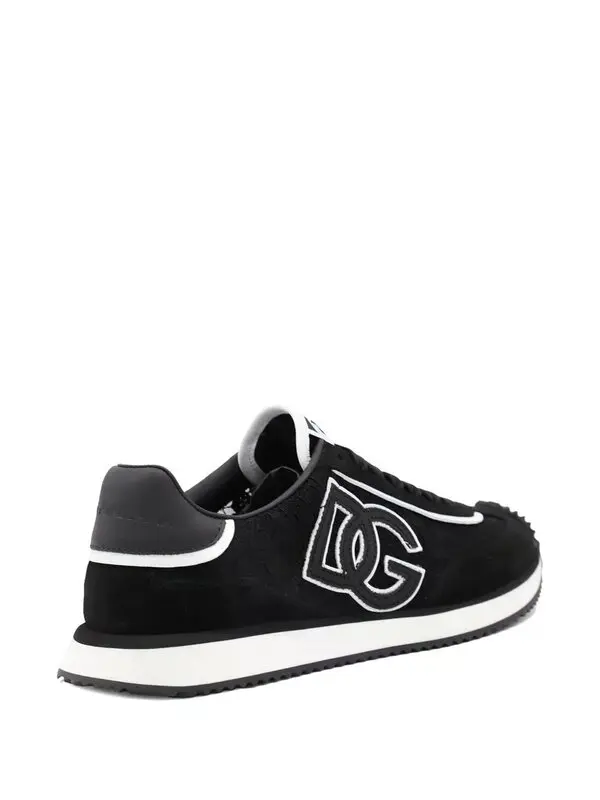 Dolce & Gabbana Logo Patch Lace Up Sneakers - Black