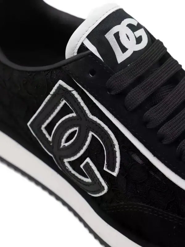 Dolce & Gabbana Logo Patch Lace Up Sneakers - Black