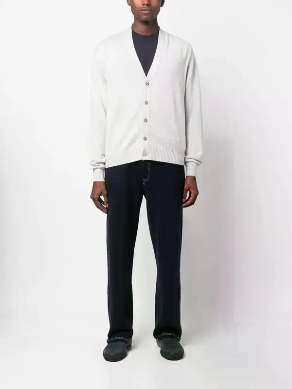 BARRIE Cashmere V-neck Cardigan - Grey