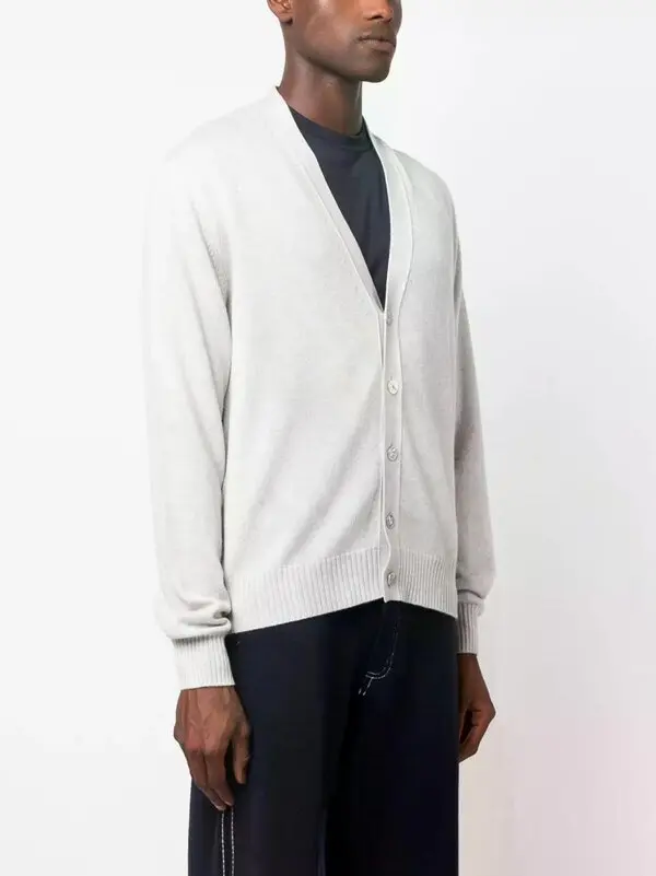 BARRIE Cashmere V-neck Cardigan - Grey