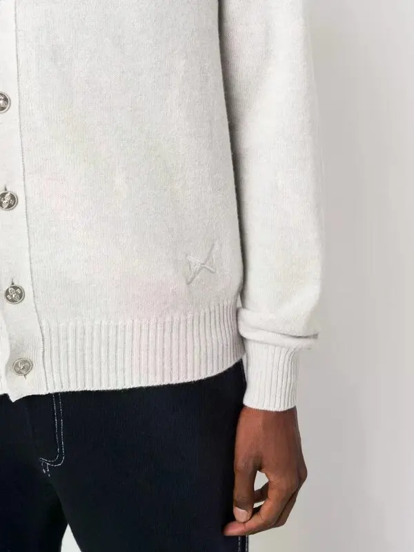 BARRIE Cashmere V-neck Cardigan - Grey