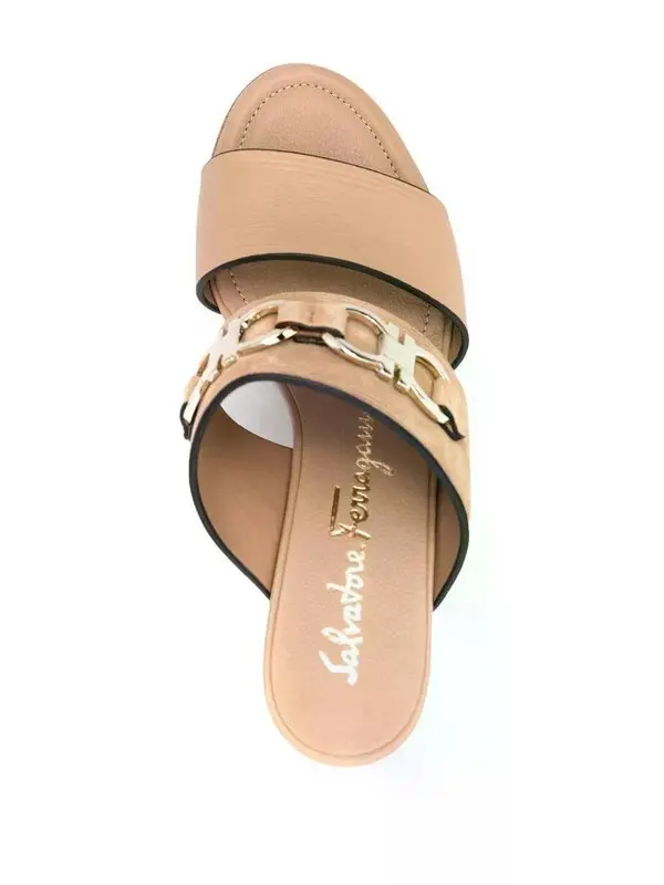 FERRAGAMO Chaim 75mm Suede Wedge Mules