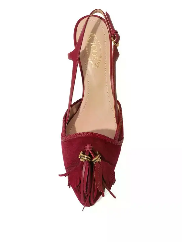 TOD'S Suede Slingback Pumps - Red