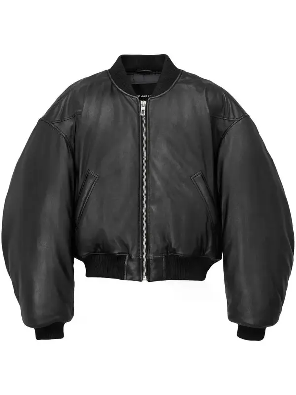 Marc Jacobs Leather Bomber Jacket - Black