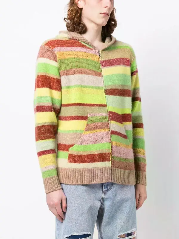 THE ELDER STATESMAN Multi-stripe Zip-up Hoodie