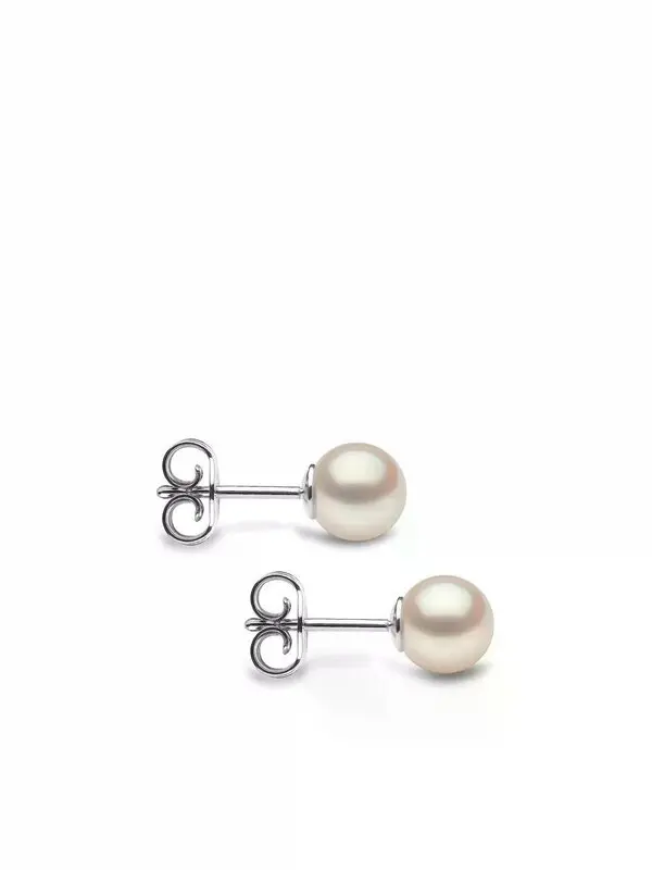 Yoko London 18kt White Gold Freshwater Pearl Stud Earrings - Silver