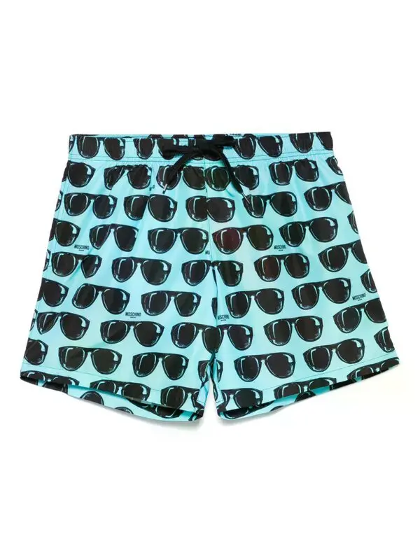 Moschino Sunglasses-print Swim Shorts - Blue