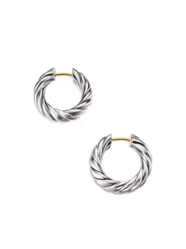 David Yurman Sterling Sculpted Cable Hoop Earrings