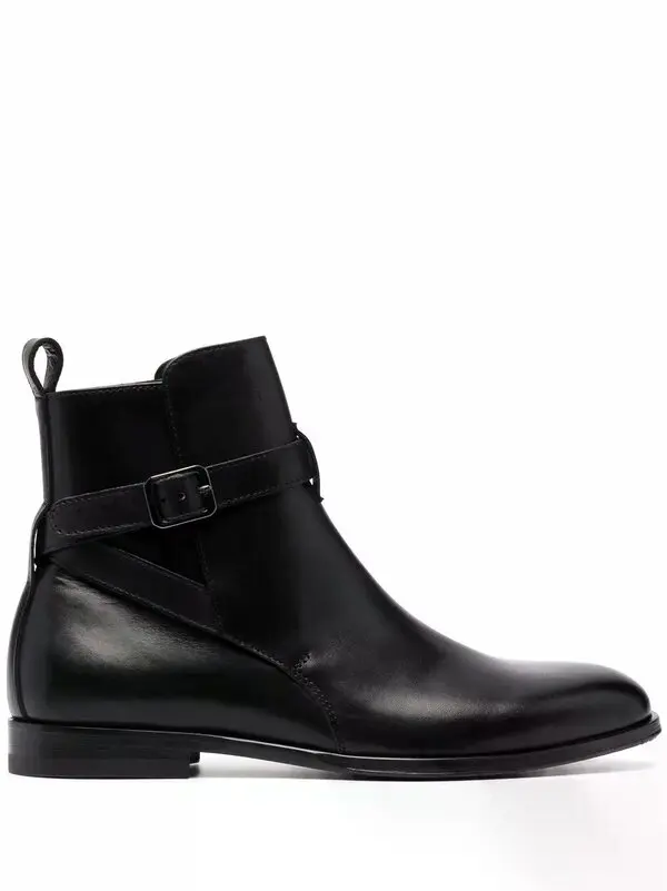 SCAROSSO Lara Buckled Ankle Boots - Black