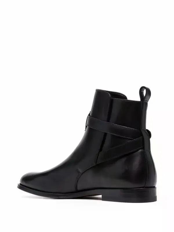 SCAROSSO Lara Buckled Ankle Boots - Black