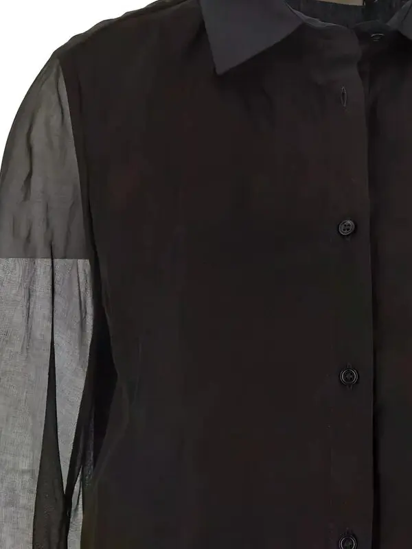 GENTRYPORTOFINO Semi-sheer Sleeve Shirt - Black