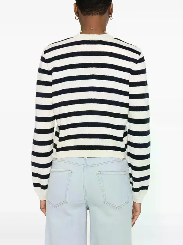 FRAME Striped Cardigan With Button Detail