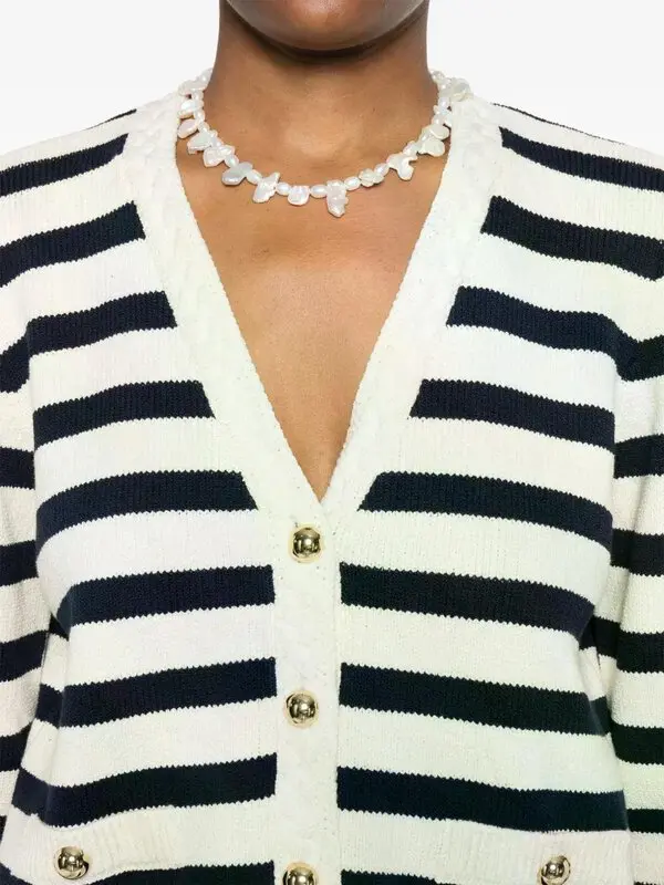 FRAME Striped Cardigan With Button Detail