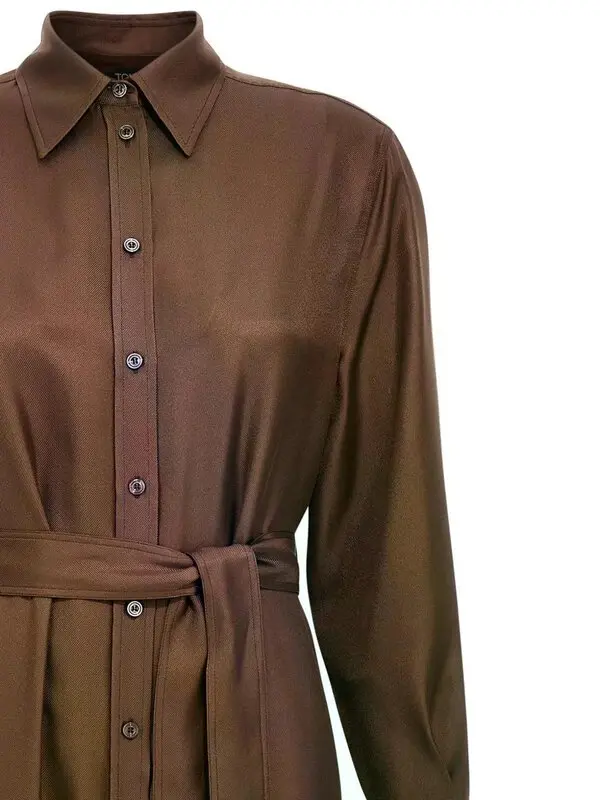 TOM FORD Chocolate Belted Maxi Shirt Dress