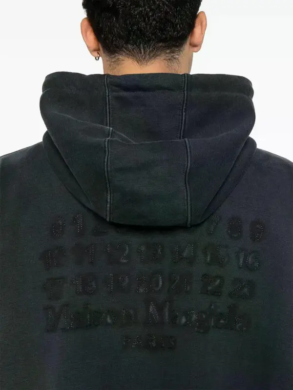 MAISON MARGIELA Embroidered Logo Hoodie - Grey