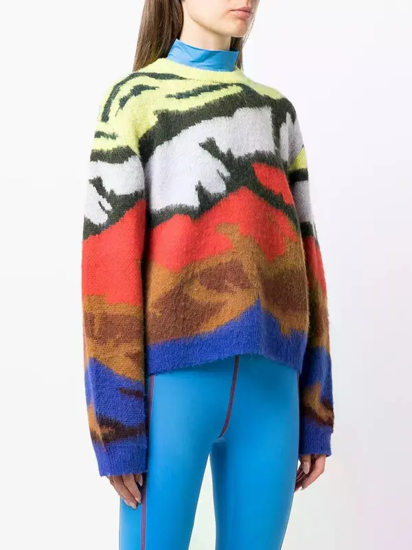Aztech Mountain Abstract Pattern Knit Sweater - Orange