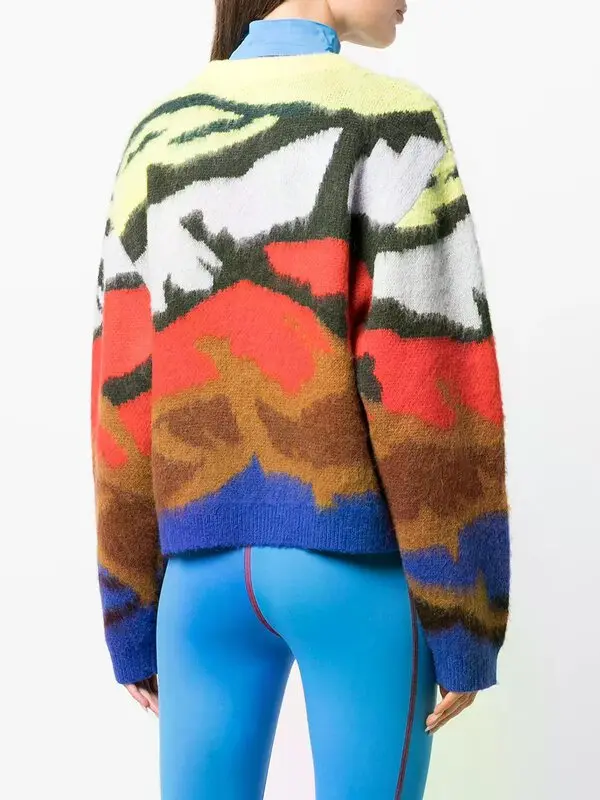 Aztech Mountain Abstract Pattern Knit Sweater - Orange