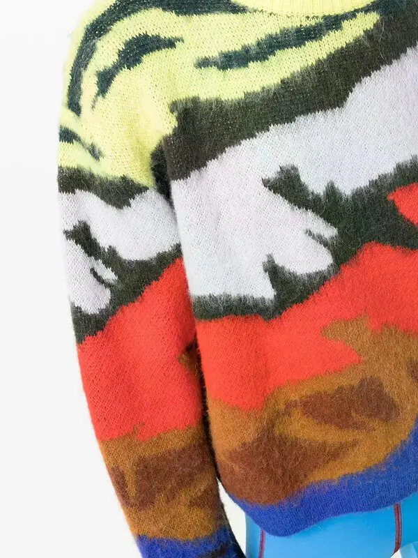 Aztech Mountain Abstract Pattern Knit Sweater - Orange